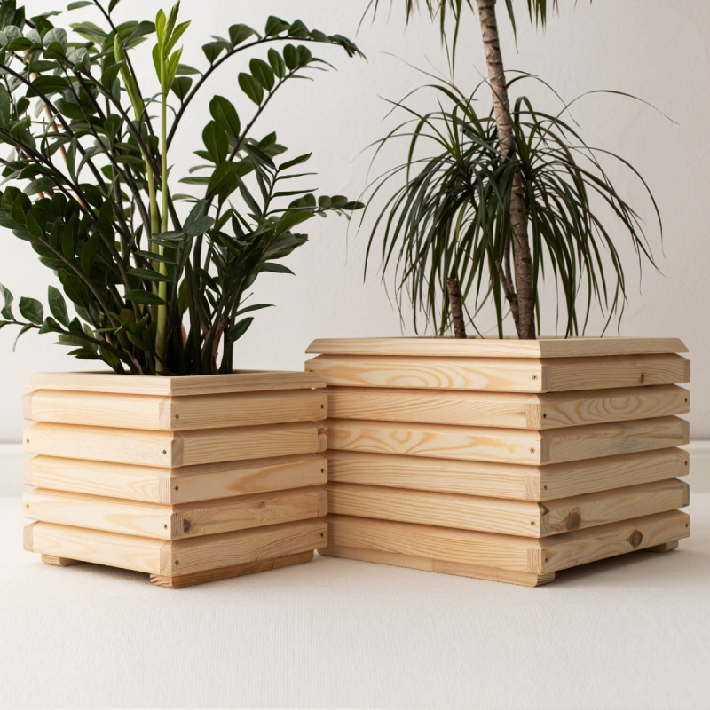 Set of 2 Custom Wooden Planters - Ideal for Home and Garden Decoration ...
