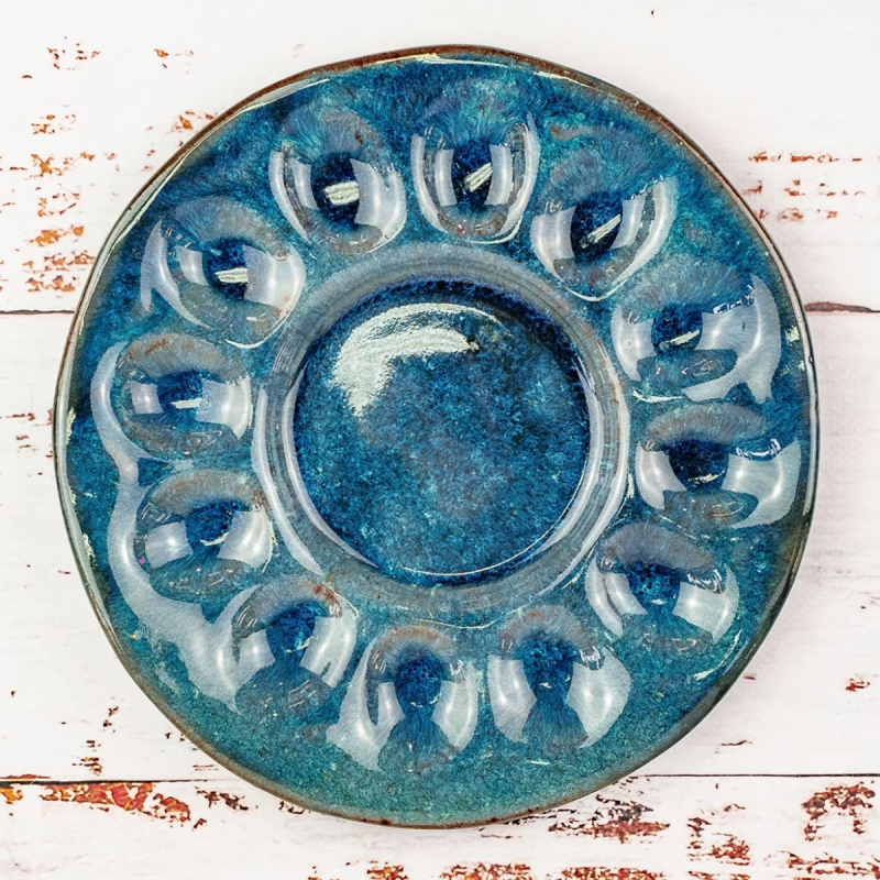 Handmade ceramic deviled egg platter - decorative bowl - Custom Home Art